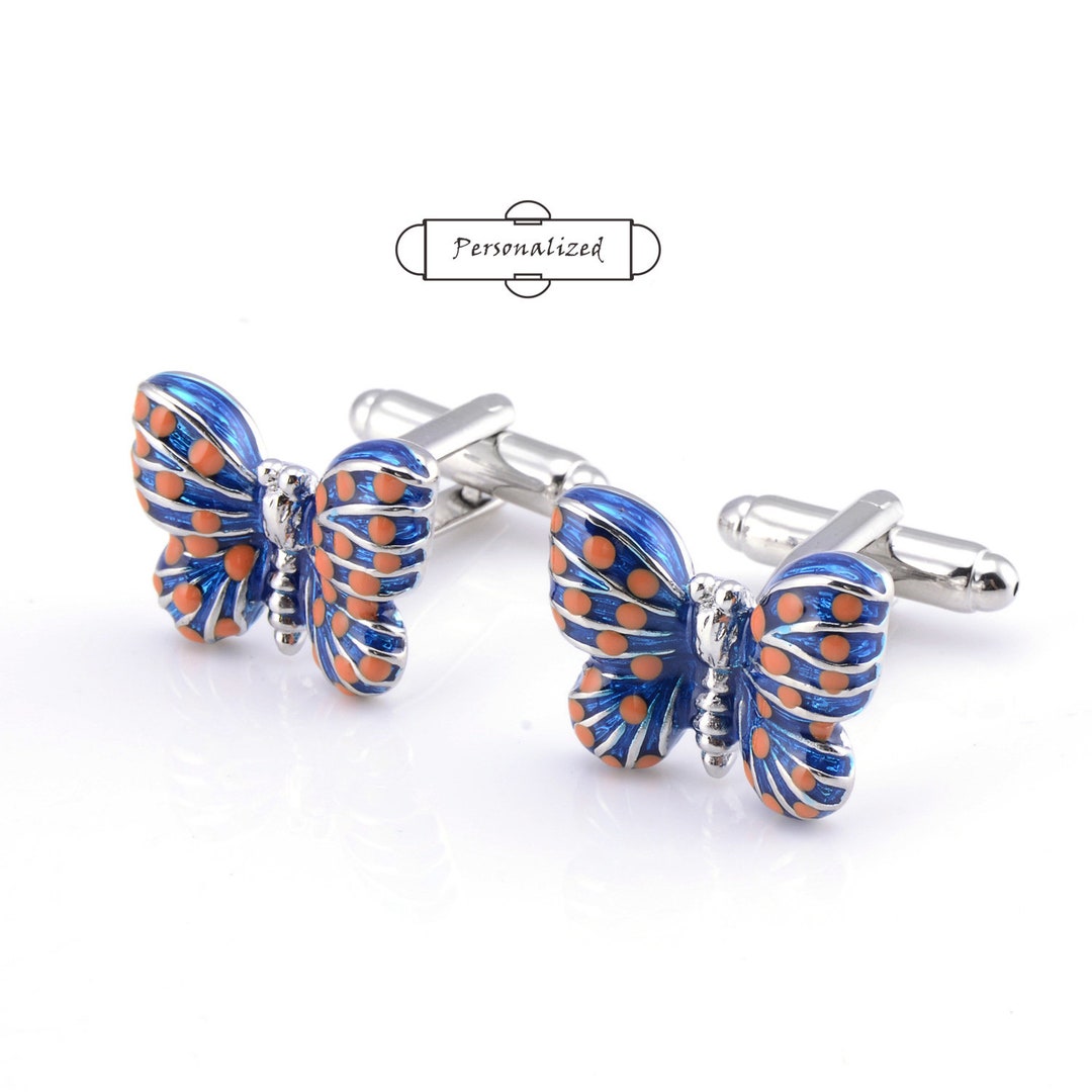 Blue Butterfly Cufflinks - Butterfly Cufflinks - Insect Cufflinks ...
