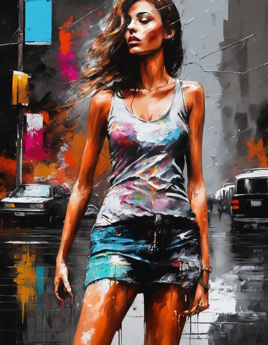 Street Life Painting, Graffiti Style, Contemporary Art, Modern Art ...