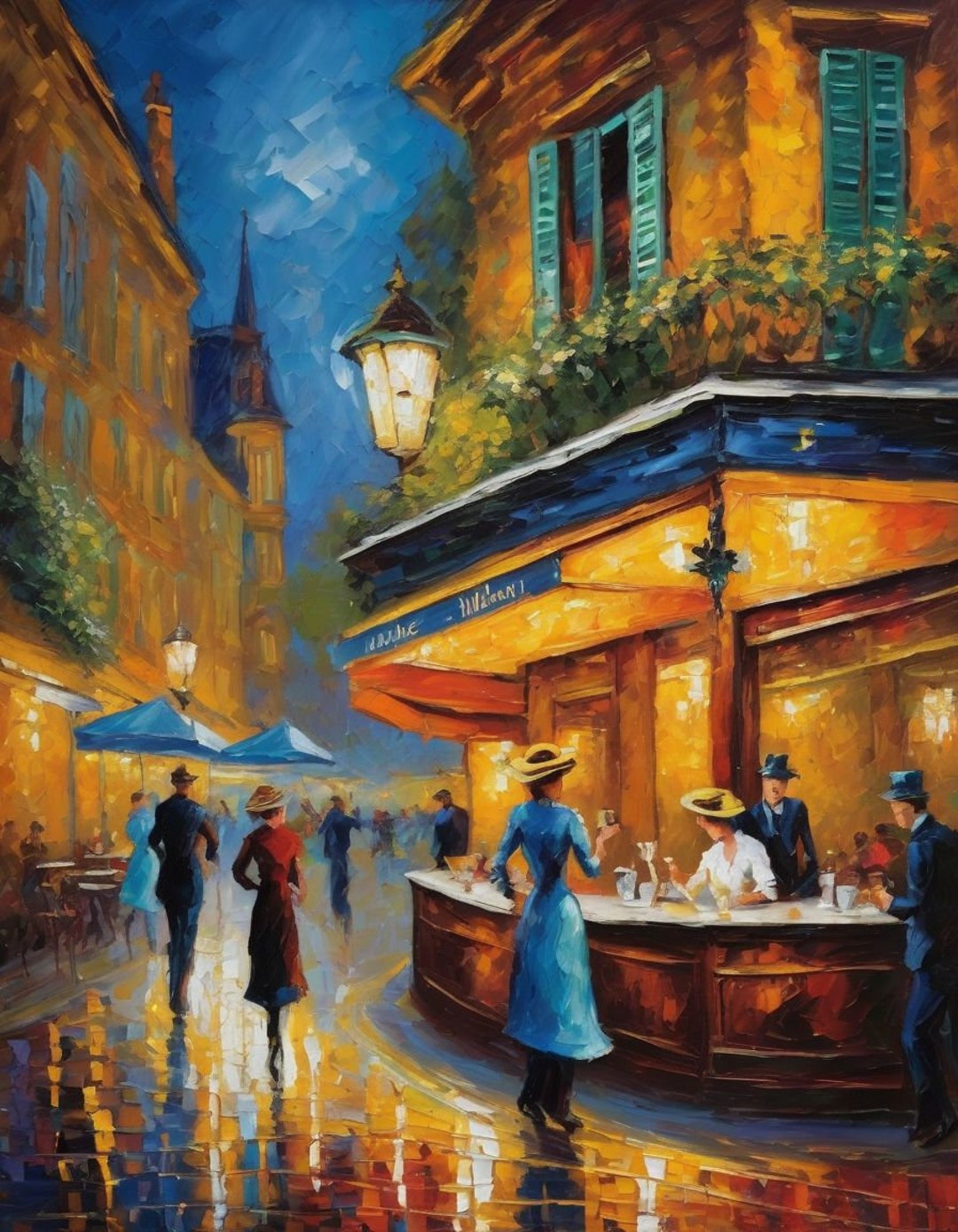 French Cafe Scene. Impressionist Painting in the Style of Monet. Printable Download - Etsy
