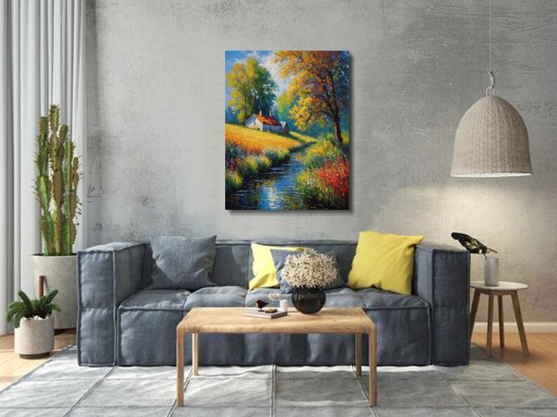 French Country Scene. Impressionist Painting in the Style of Monet ...