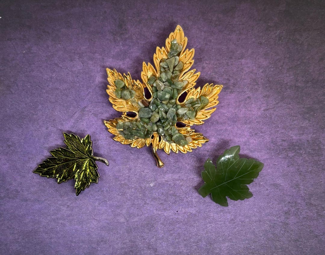Vintage Leaf Brooches. - Etsy