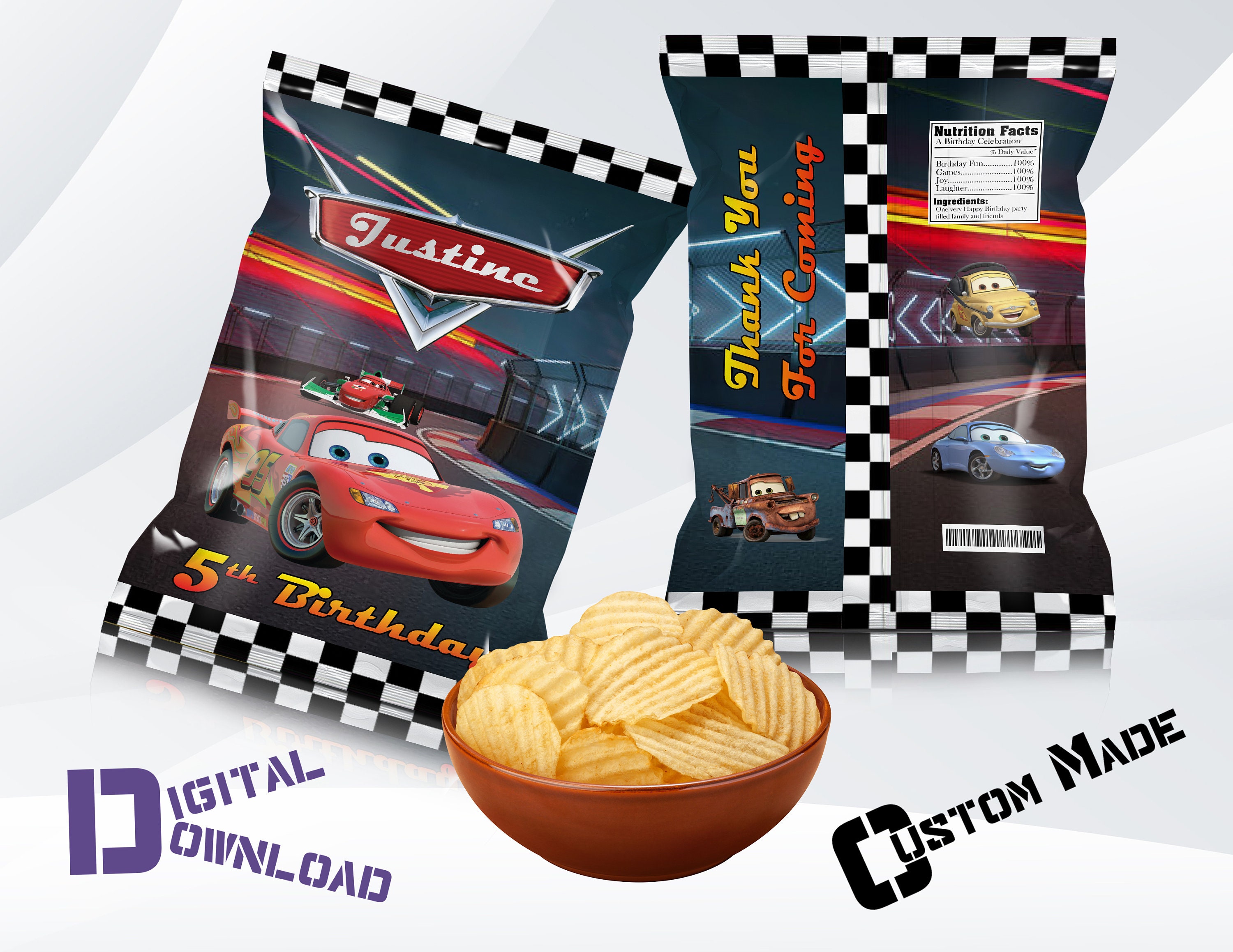 Cars Chip Bag, Cars Party Decorations, Cars Party Prop, Cars Favor Bag ...