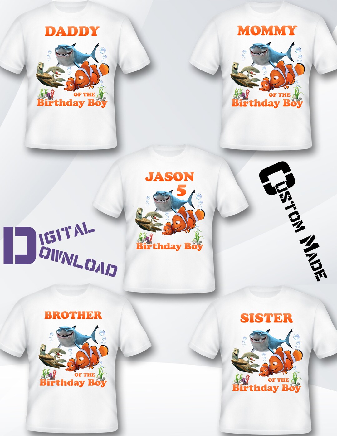 Finding Nemo Family Iron on Transfer, Finding Nemo Family Birthday ...