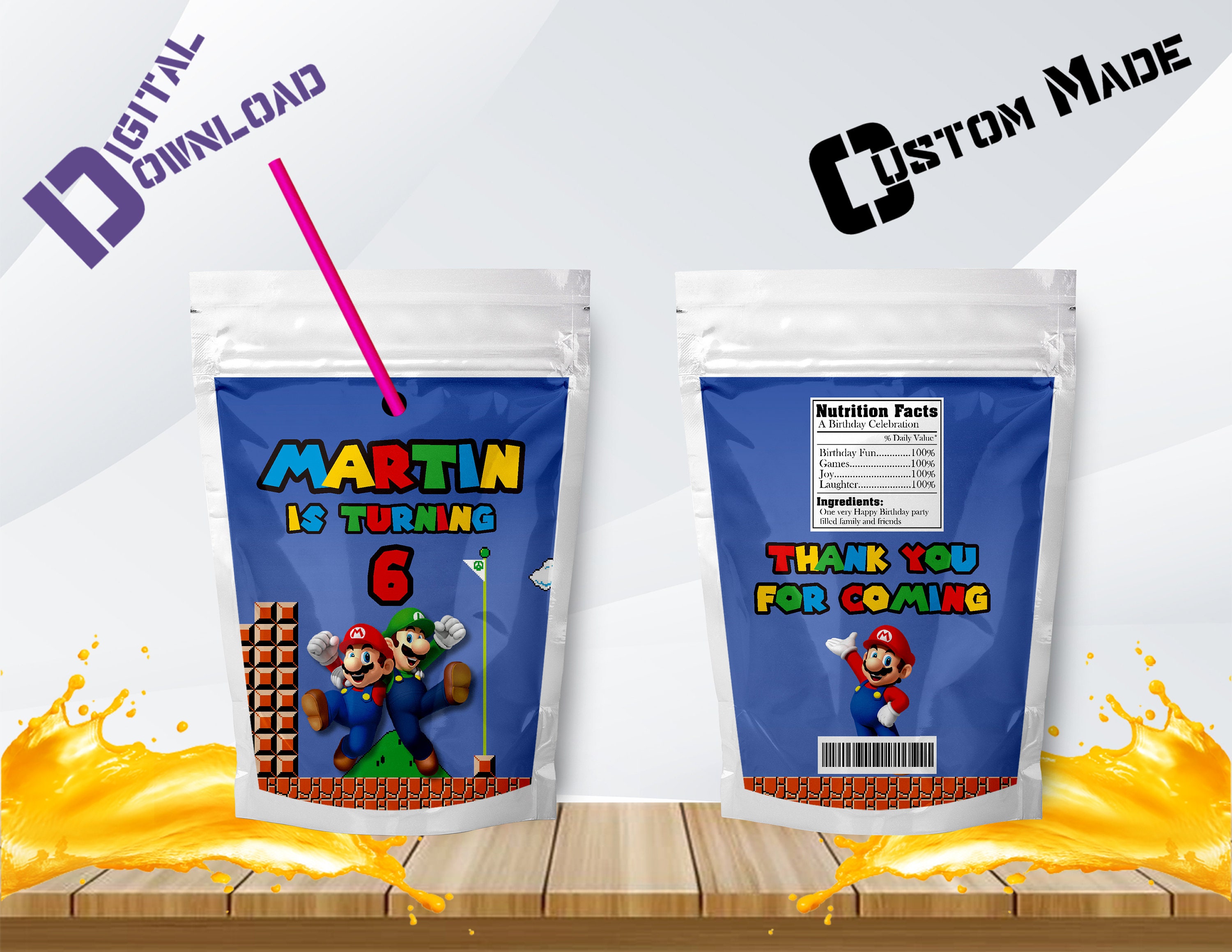 Super Mario Capri Sun Labels Super Mario Party Decorations - Etsy Canada