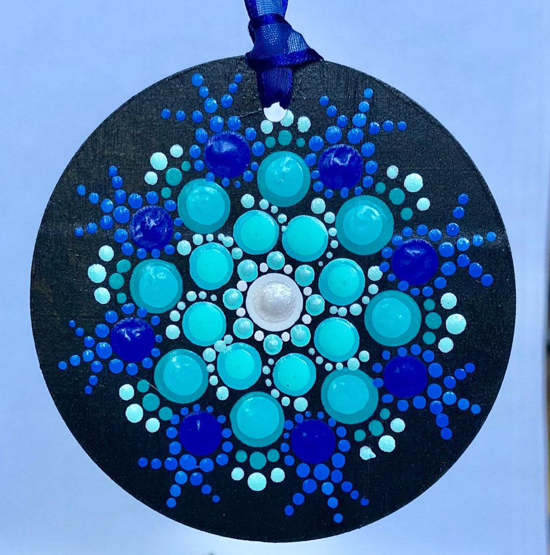 Dot Mandala Pointillism Wood Tile Ornament 3.25 Original - Etsy UK