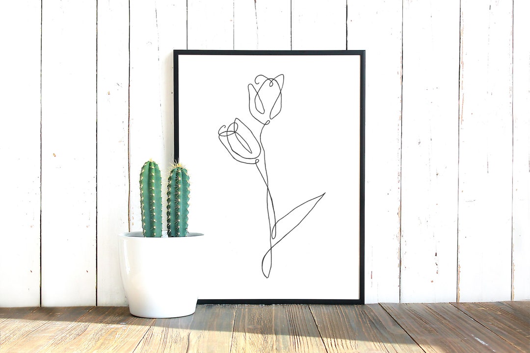 Digital Rose Line Drawing, Line Art, One Line Rose, Downloadable ...