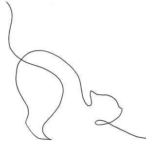 Digital Print Cat Line Drawing, Cat Stretching Pose, Line Art, One Line ...