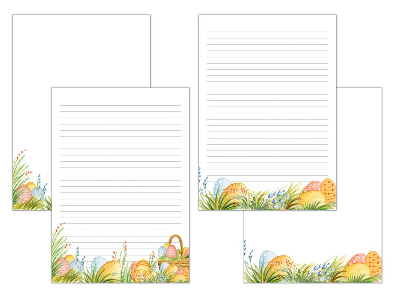 Easter Printable Paper Printable Paper Easter Easter Lined | Etsy