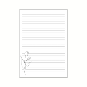 Black and White Floral Lined Paper, Printable Stationery Paper, Digital ...