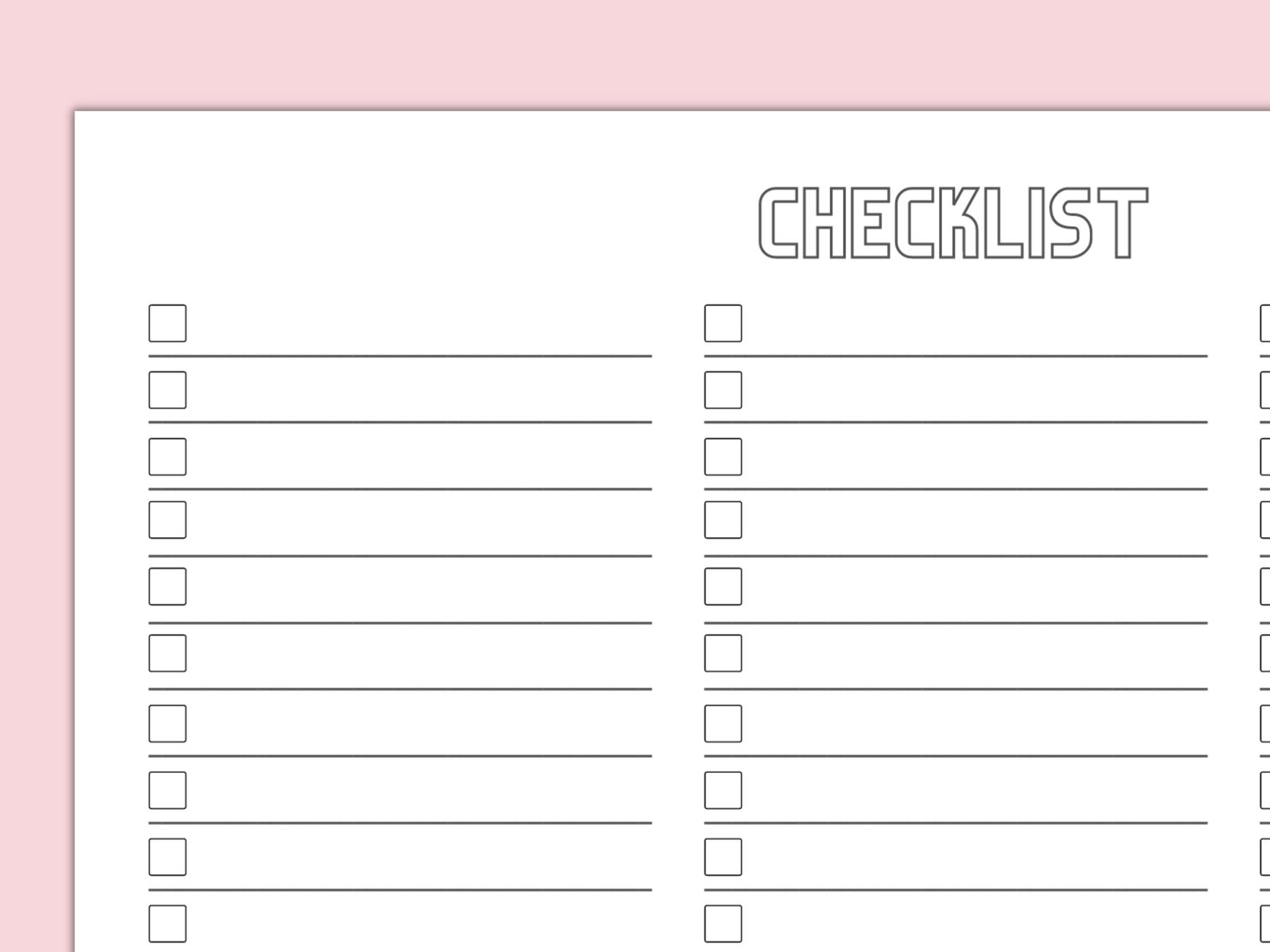 Blank A4 Checklist Printable, Horizontal & Vertical (PDF Download) - Etsy