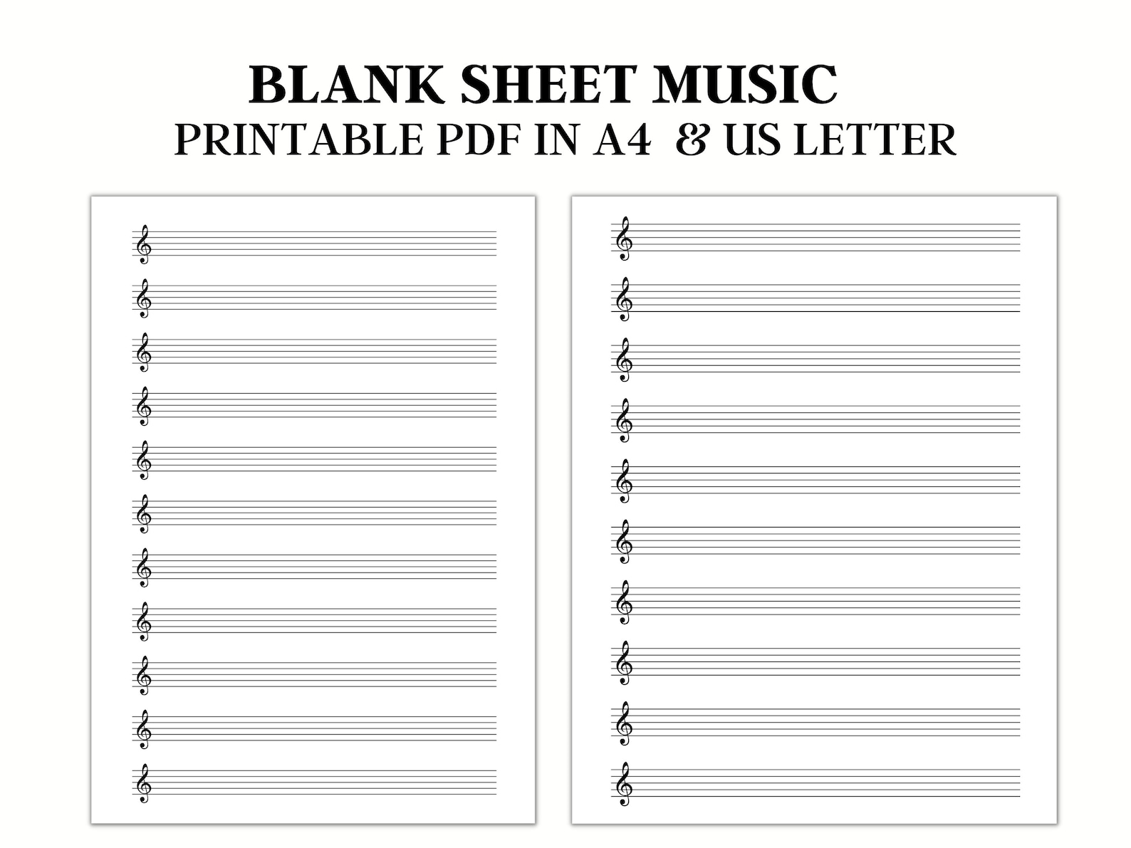 Digital Blank Sheet Music | Printable Staff Paper for Musicians and ...