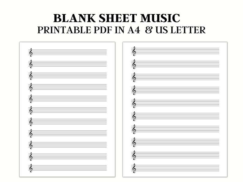 Digital Blank Sheet Music | Printable Staff Paper for Musicians and ...