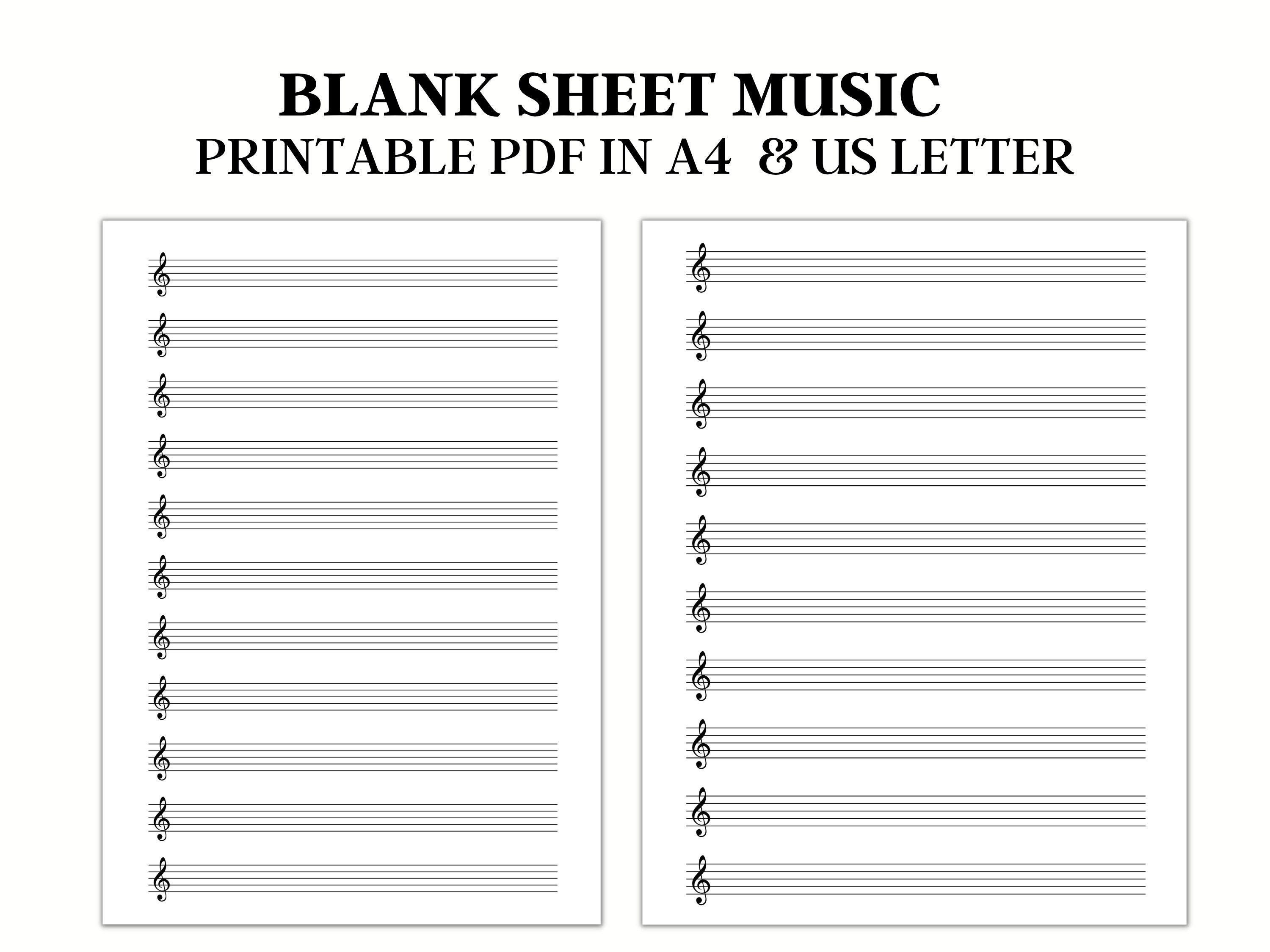 Digital Blank Sheet Music | Printable Staff Paper for Musicians and ...
