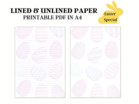 Easter Printable Paper Printable Paper Easter Easter Lined | Etsy