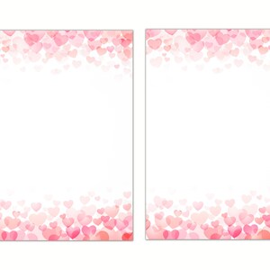Pink Hearts Printable Stationery, Digital Paper, Printable Paper, Note ...