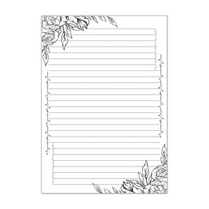 Printable Black and White Floral Stationery Paper - Etsy