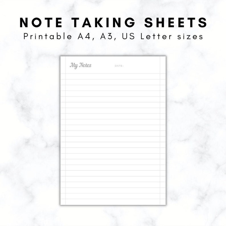 Note Taking Sheets Note Taking Printable Printable Note - Etsy