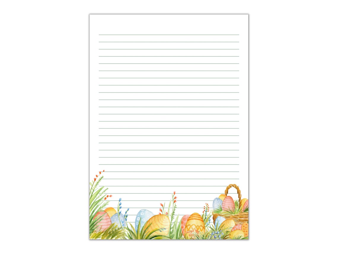 Easter Printable Paper Printable Paper Easter Easter Lined | Etsy