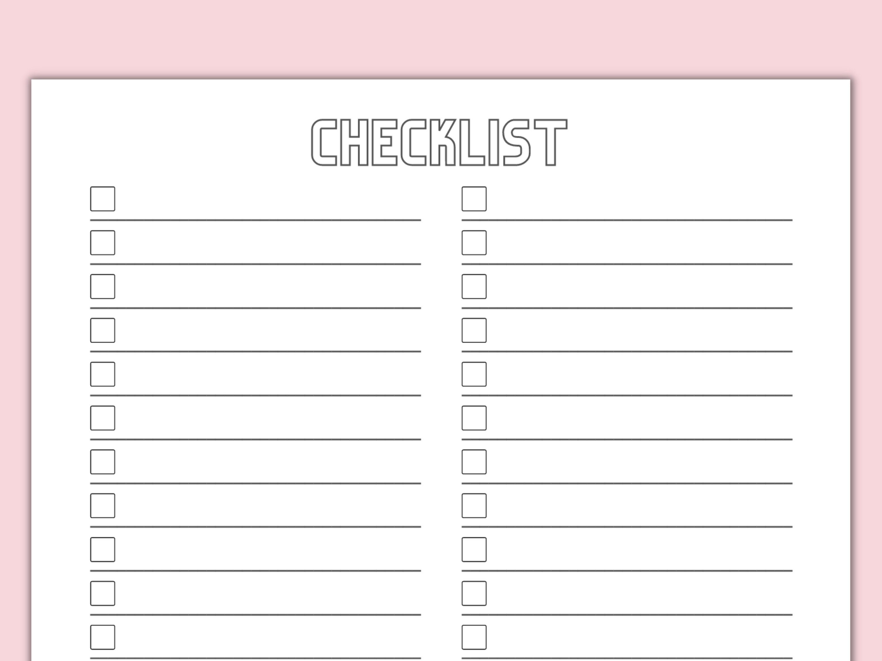 Checklist, Checklist Printable, Printable Checklist, Blank Checklist ...