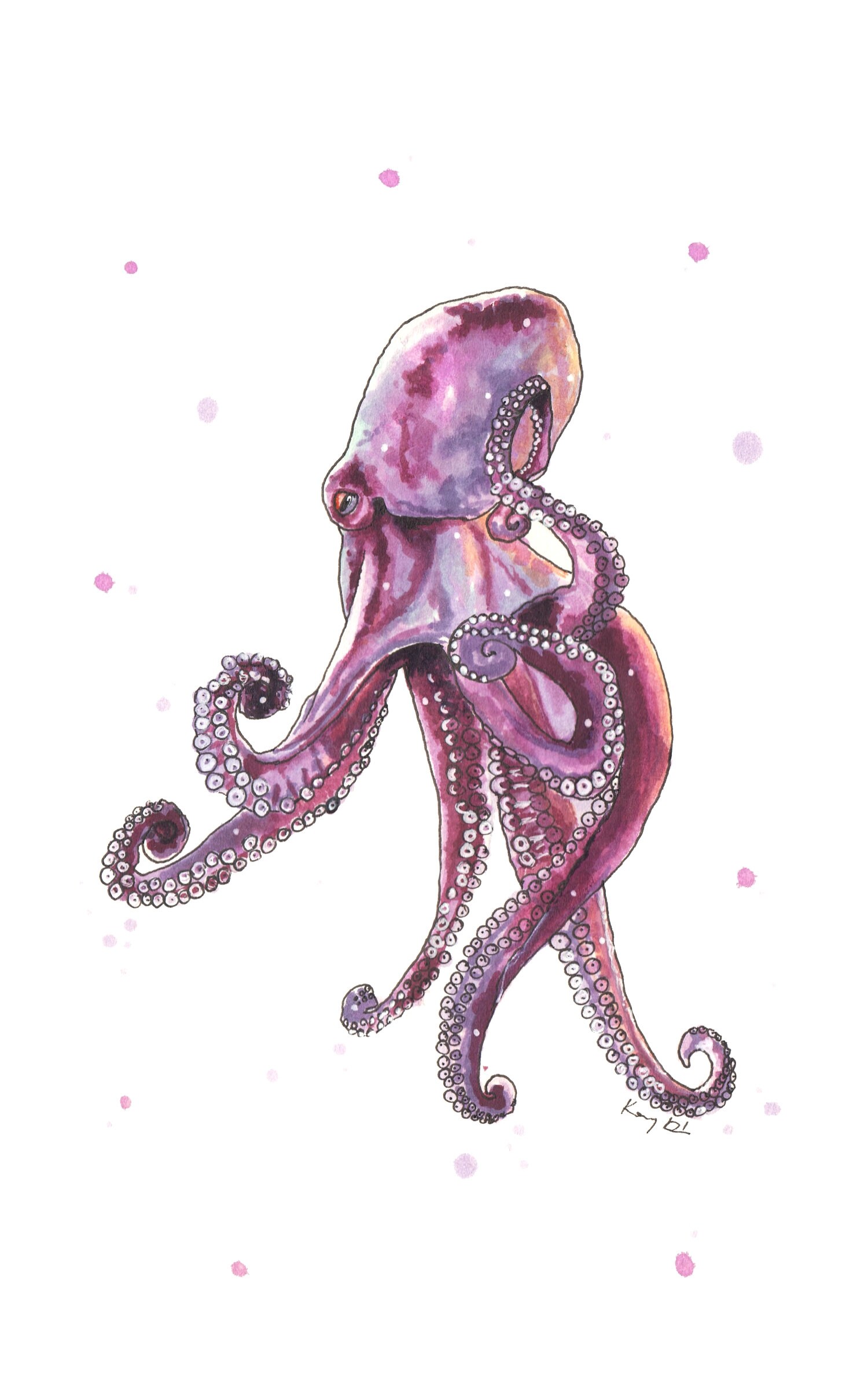OCTOPUS BRUSH PEN Painting Fine Art Prints and Original - Etsy