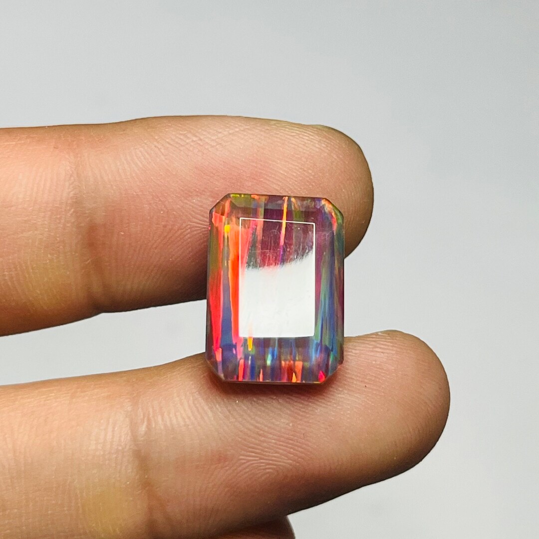 Black Opal Gemstone- Emerald Cut Gilson Aurora Opal Doublet- Making for ...