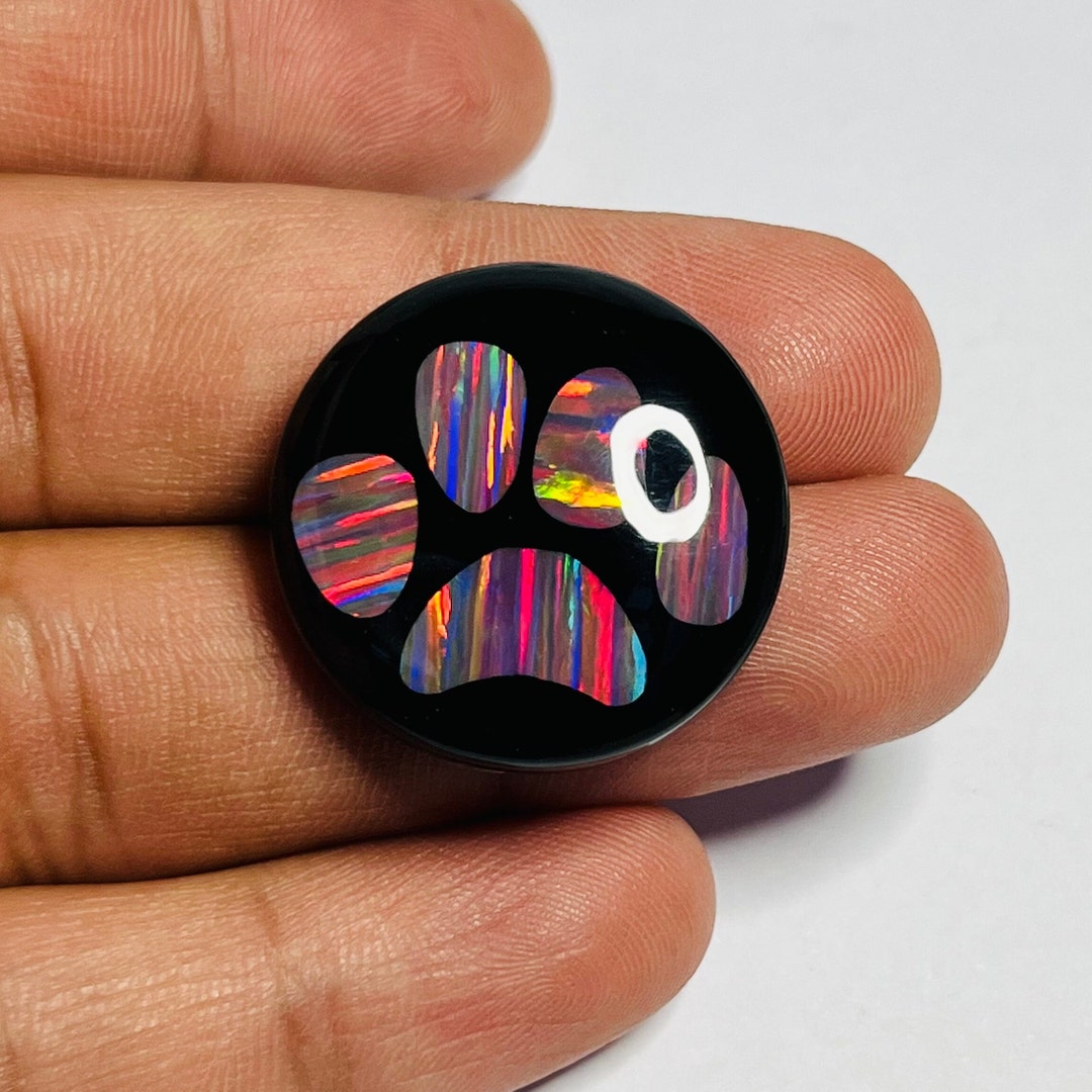 Black Opal Lion Foot Cabochon Gemstone, Round Shape Gilson Aurora Opal ...