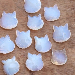 Opalite Cat Head- Carved Crystal- Cat Head Shaped Crystal- Head ...