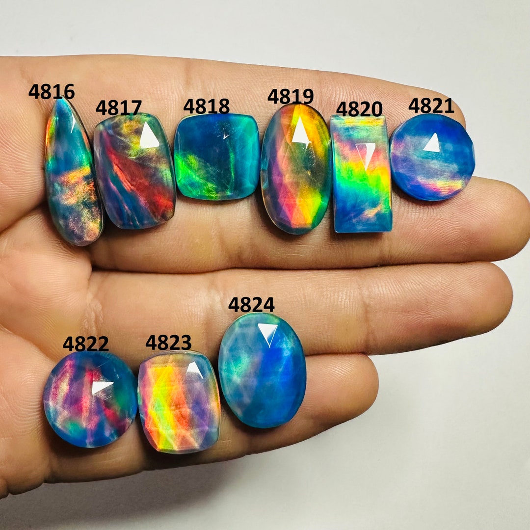 Rose Cut Aurora Opal Gemstone, Mix Shape Opal Doublet, Ethiopian Opal ...