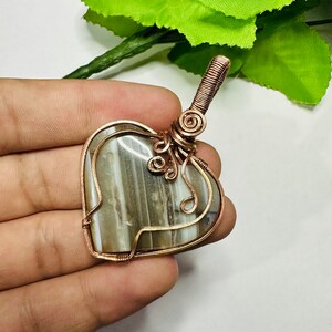 Wire Wrap Heart Pendant Copper Wire Wrapped Heart Pendant Onyx Heart ...