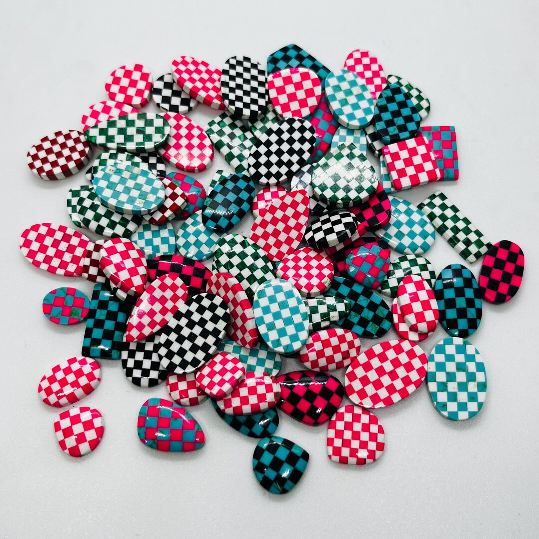 Checkerboard Cabochon, Wholesale Mix Color Checkerboard Gemstone ...