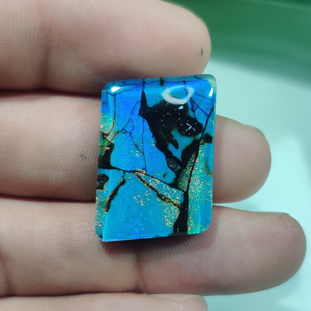 Blue Monarch Opal Cabochon- Fancy Shape Blue Fire Sterling Monarch Opal ...