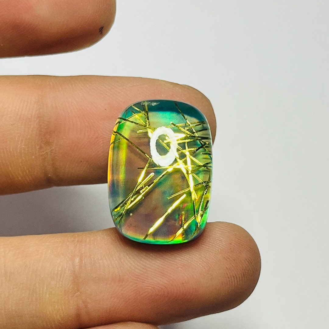Unique Rutile Aurora Opal Doublet Gemstone, Multi Fire Golden Rutile ...
