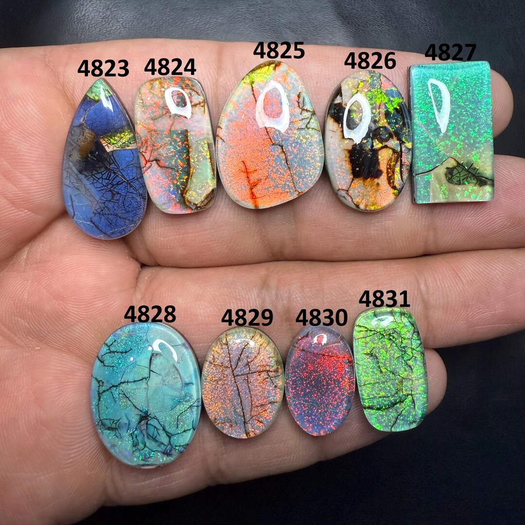 Lab Australian Fire Monarch Opal Cabochon, Crystal Stone, Sterling ...