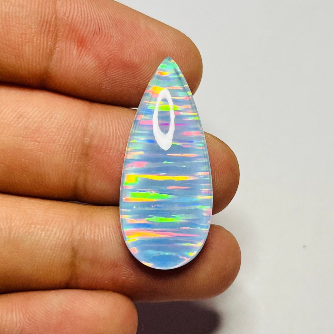 Aurora Opal Pear Cabochon Welo Fire Gilson Aurora Opal Gemstone Back ...