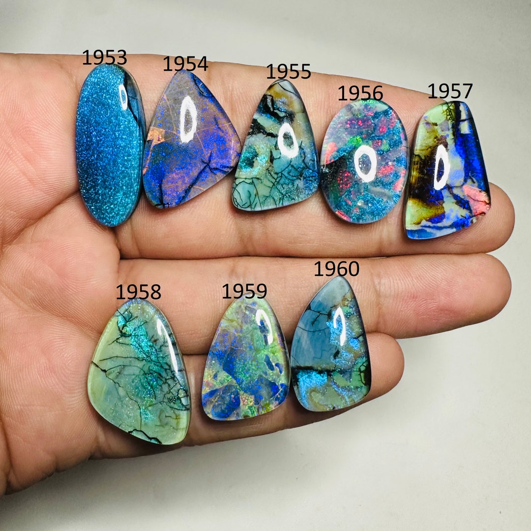 Sterling Monarch Opal Cabochon- Multi Fire Monarch Gemstone- Handmade ...