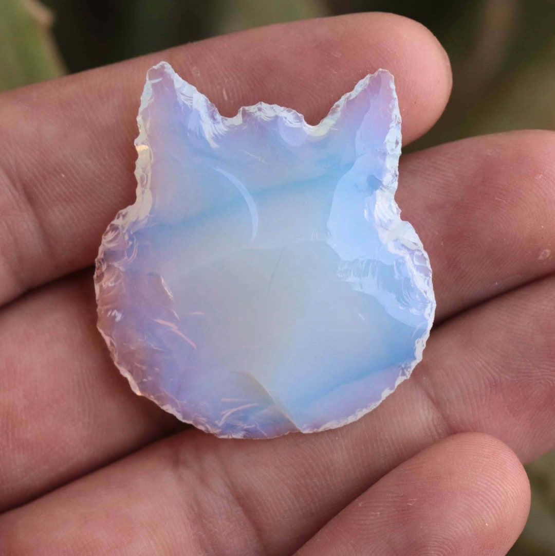 Opalite Cat Head- Carved Crystal- Cat Head Shaped Crystal- Head ...
