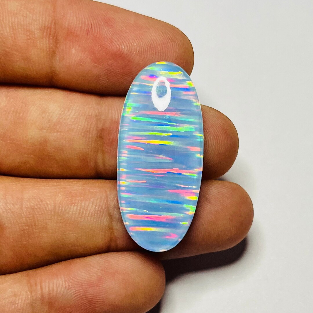 Gilson Aurora Opal Cabochon, White Fire Aurora Opal Doublet Gemstone ...