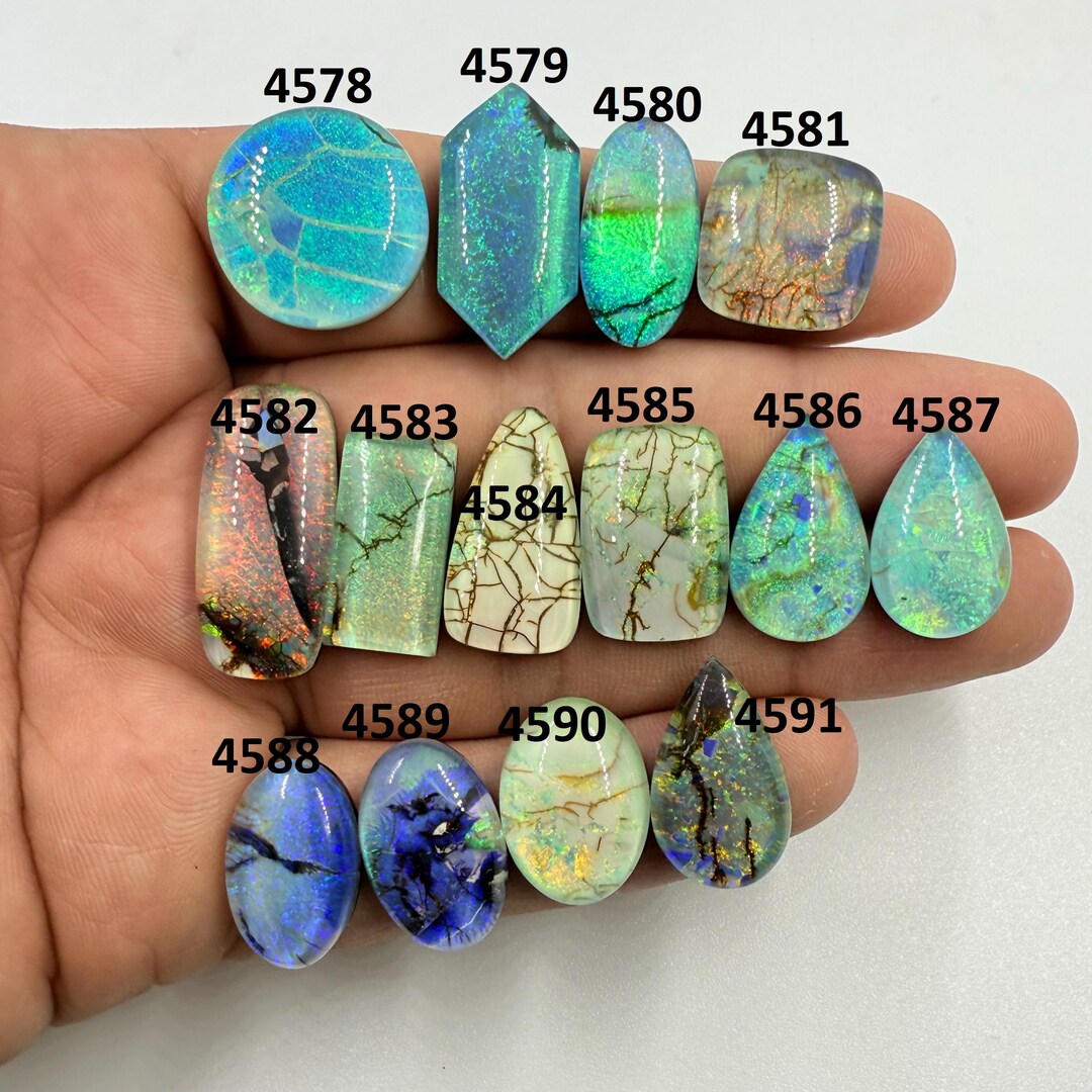 Lab Australian Opal Cabochon, Monarch Opal Gemstone, Sterling Opal ...