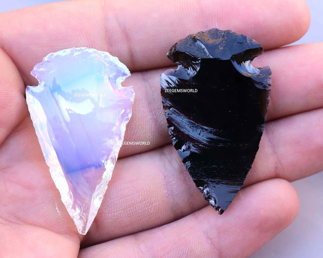 Opalite Arrowheads, Metaphysical Glass Crescent Arrowhead Shape, Black ...