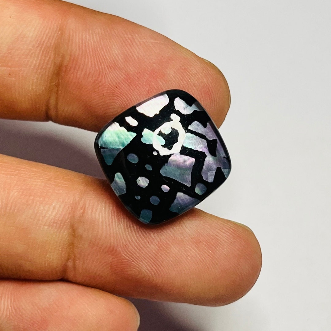Natural Abalone Cabochon Doublet, Square Flashy Sea Abalone Gemstone ...