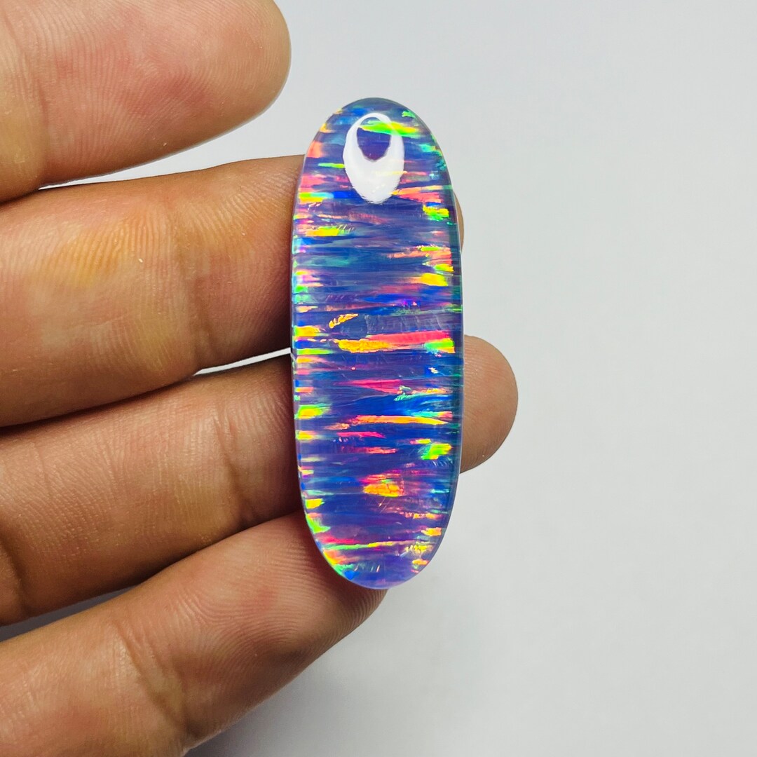 Blue Gilson Aurora Opal Cabochon, Oval Gilson Welo Fire Opal Doublet ...