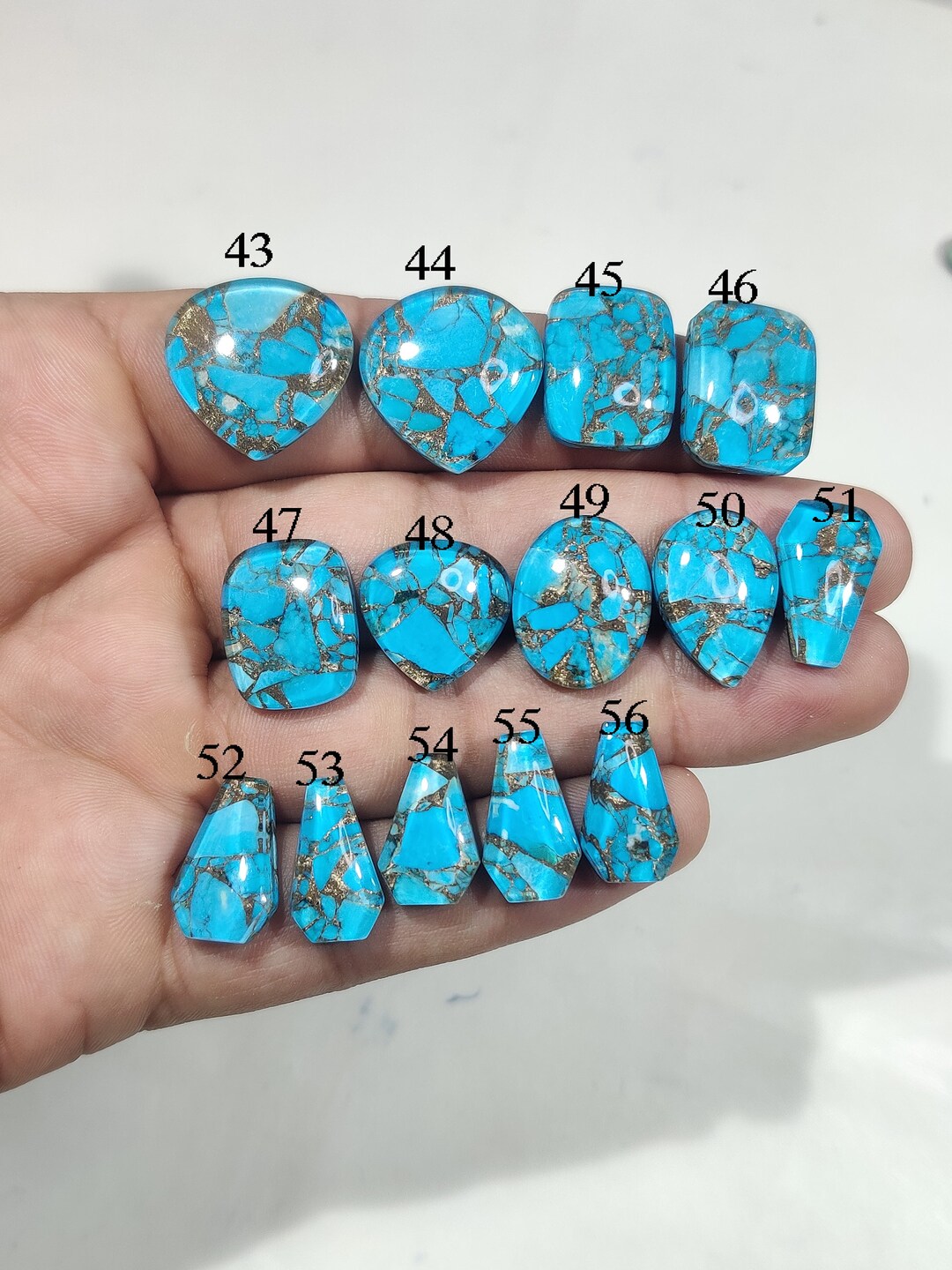 Copper Turquoise Cabochon Doublet Gemstone- Handmade Polish Stone ...