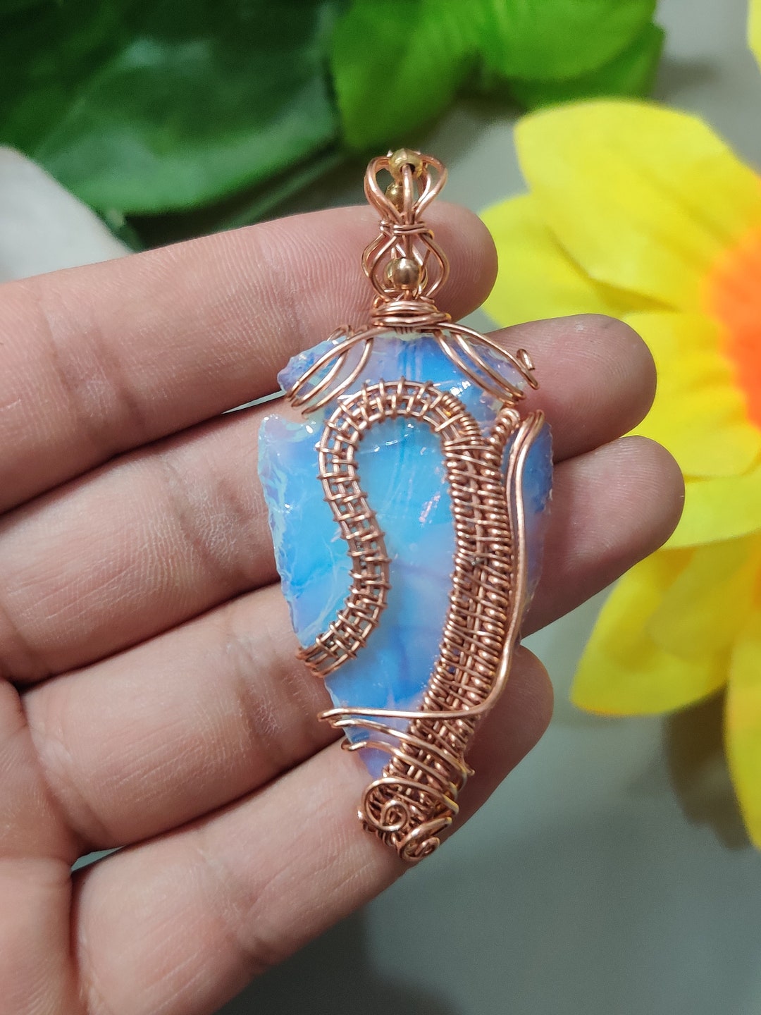 Arrowhead Wire Wrapped Pendant- Boho Wire Wrap Necklace Jewelry- Copper ...