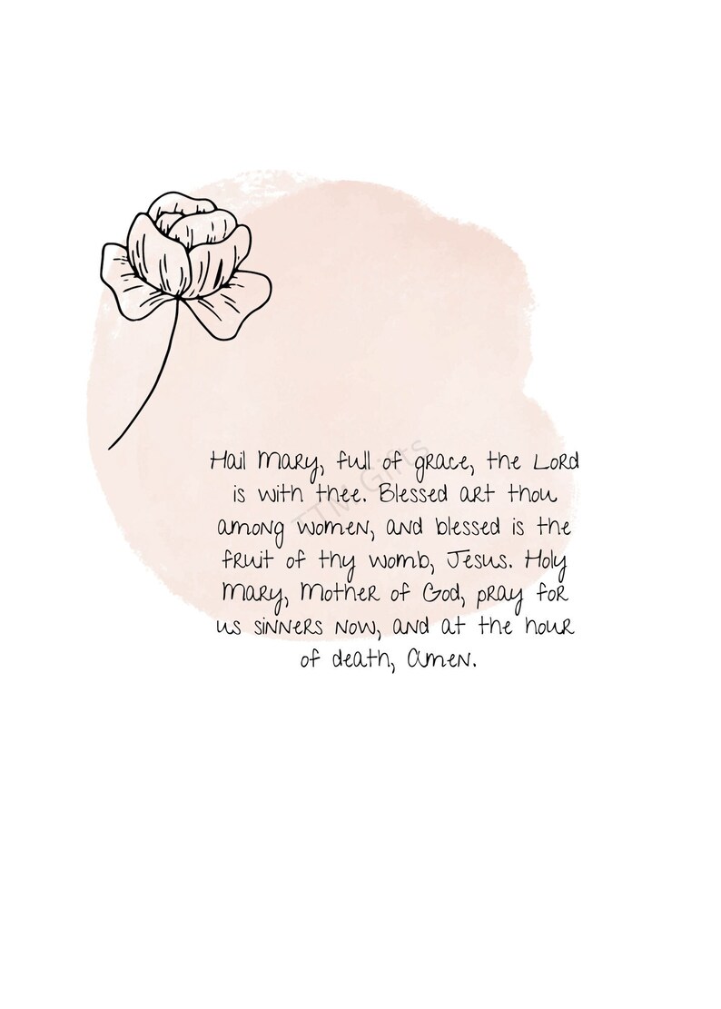Hail Mary Prayer Printable, Hail Mary Card, Catholic Prayer Wall Art ...