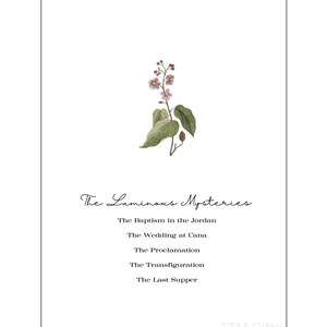 Catholic Rosary Wall Art Set of 4 – Mysteries of the Rosary Floral ...
