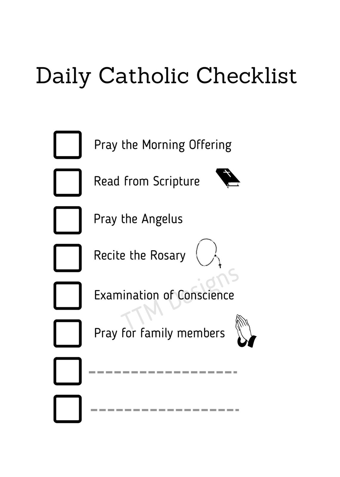 Catholic Printable To-do List, Catholic Daily Checklist, Catholic Daily ...