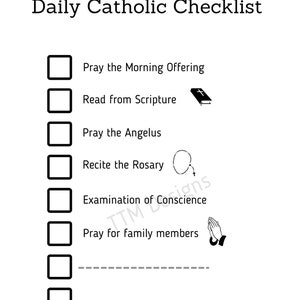 Catholic Printable To-do List, Catholic Daily Checklist, Catholic Daily ...