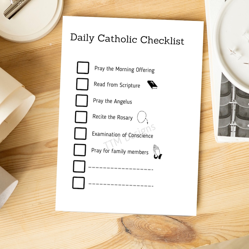 Catholic Daily Checklist, Printable Prayer List (PDF) - Etsy