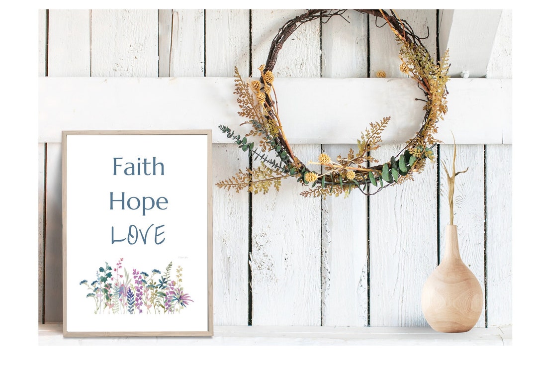 Faith Hope Love Printable, Christian Art, Christian Digital Art ...