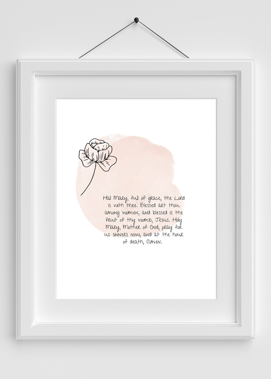 Hail Mary Prayer Printable, Hail Mary Card, Catholic Prayer Wall Art ...